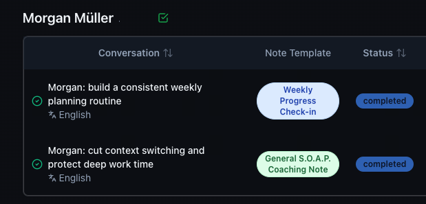 Coach Notes - AI takes notes so you can focus on your client.